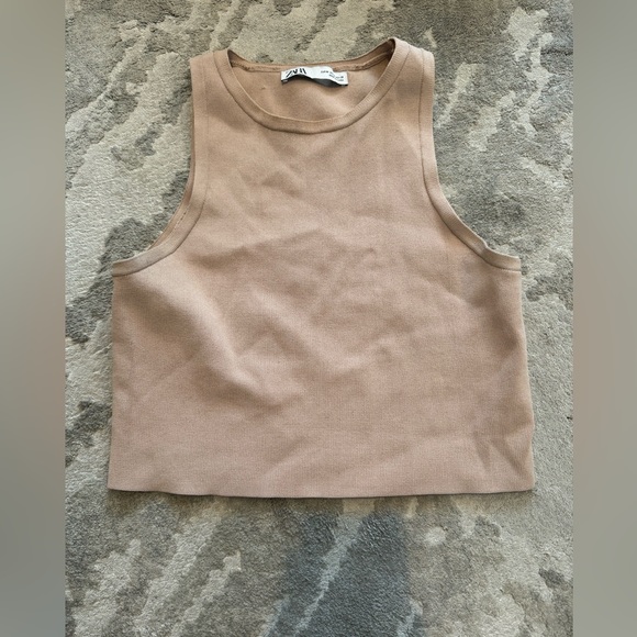 Zara | Tops | Tan Crop Top | Poshmark